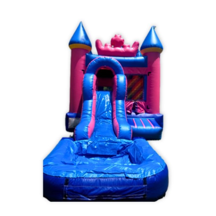 Pink And Blue Castle with Slide Wet - ASAP Party Rentals Carmel IN